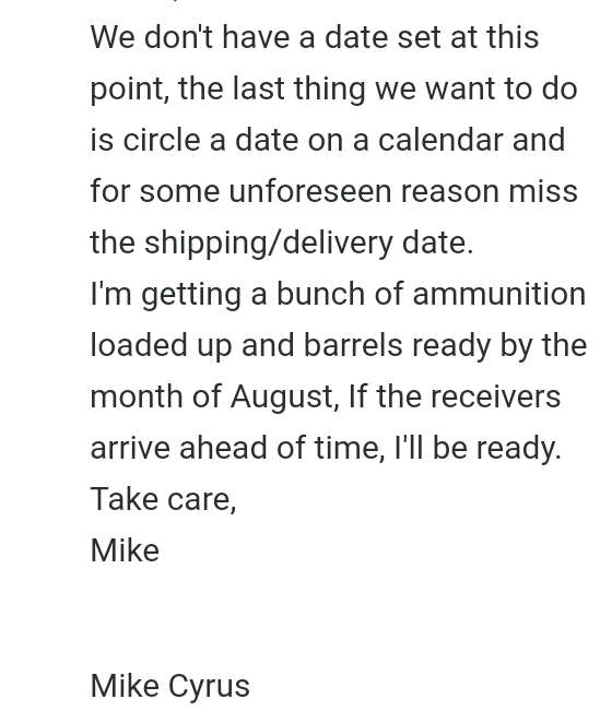 Reeder Custom Guns - What I got from Marty on Ssk 50 frames